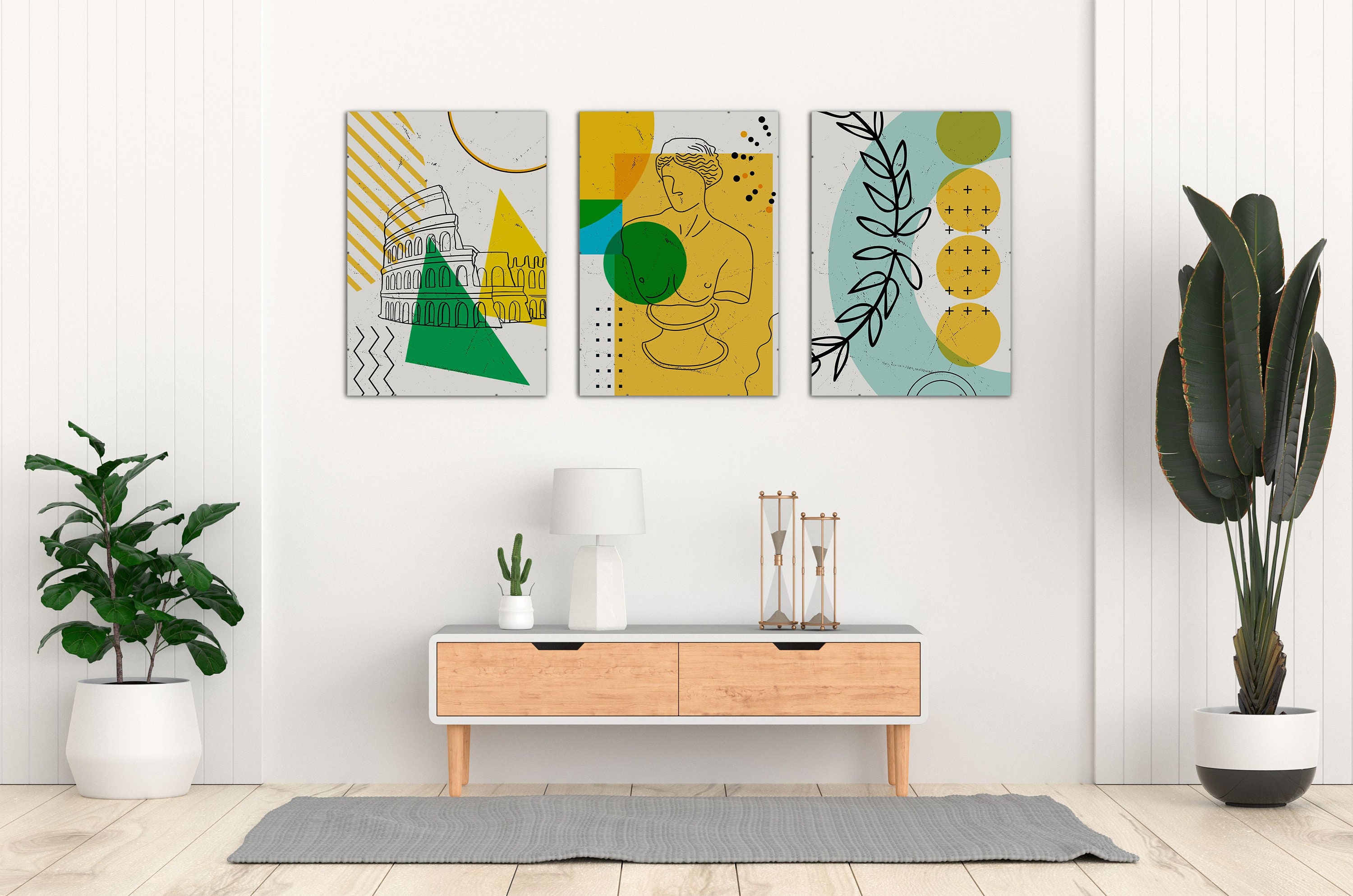 Set of 3 Prints Sculpture Line Art Colosseum Illustration - Etsy