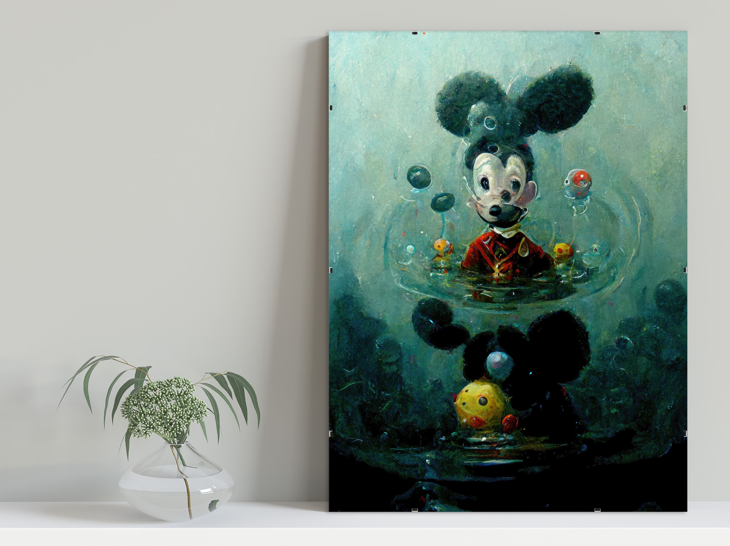 Mickey Mouse Abstract Surreal Lowbrow Art Oil Painting Reflections and ...