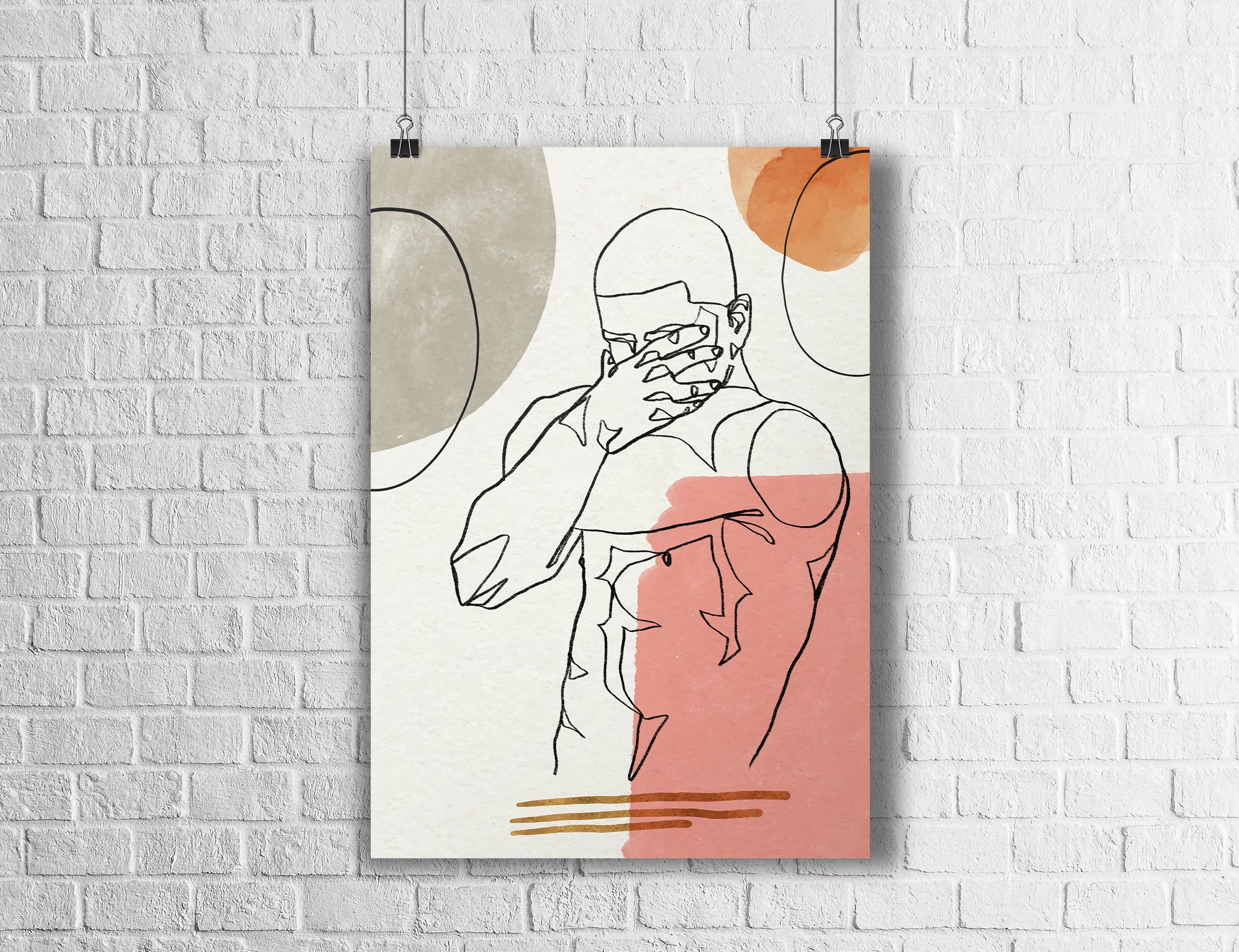 Continuous Line Art Male Figure Drawing Man Line Art Male - Etsy