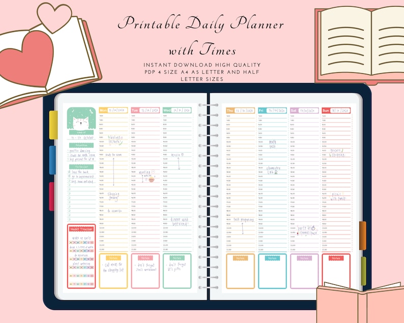 Printable Daily Weekly Hourly Planner With Times Hourly - Etsy