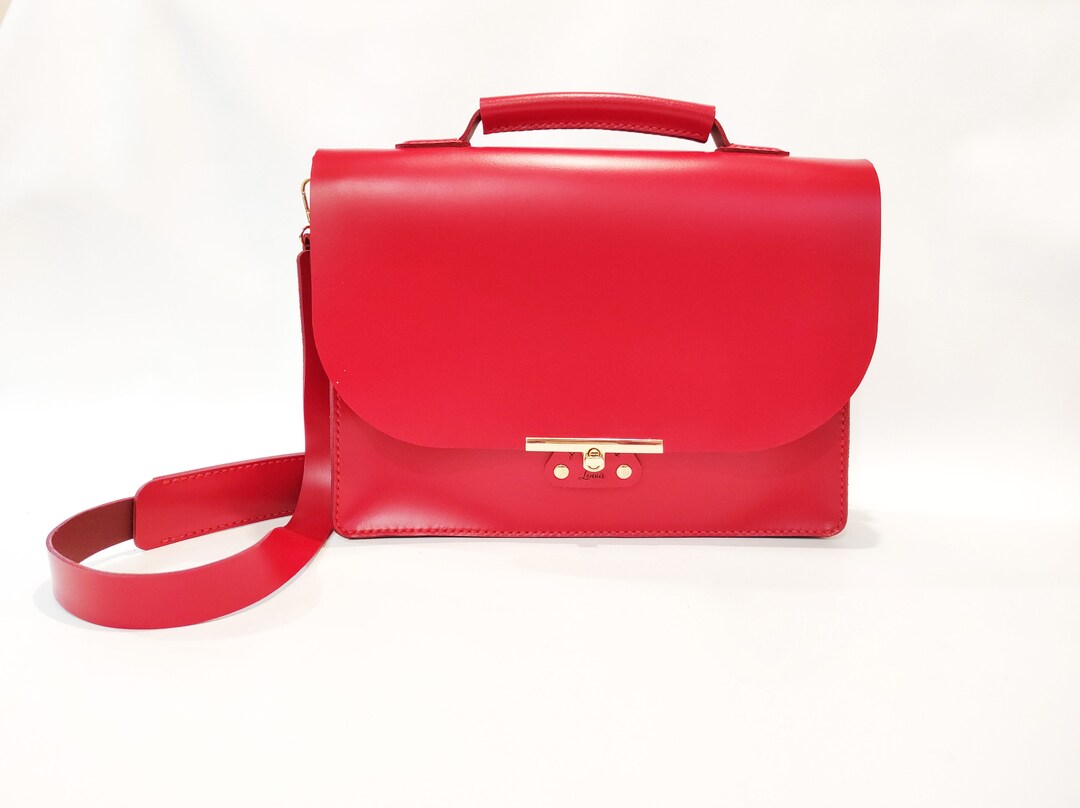 Red Leather Messenger Bag, Woman's Handbag, Leather Crossbody Bag for ...