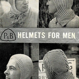 VINTAGE Mens Helmets Balaclavas Knitting Pattern - Etsy