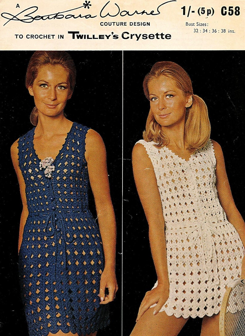 VINTAGE Crochet Dresses Barbara Warner C58 - Etsy