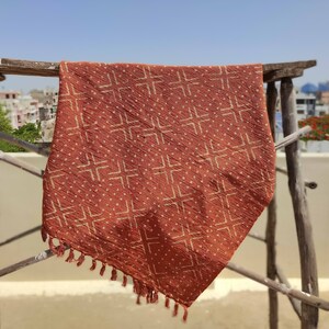 Rust Mudcloth, Cotton Woven Throw Blanket With Tassels, Bohemian Throw ...