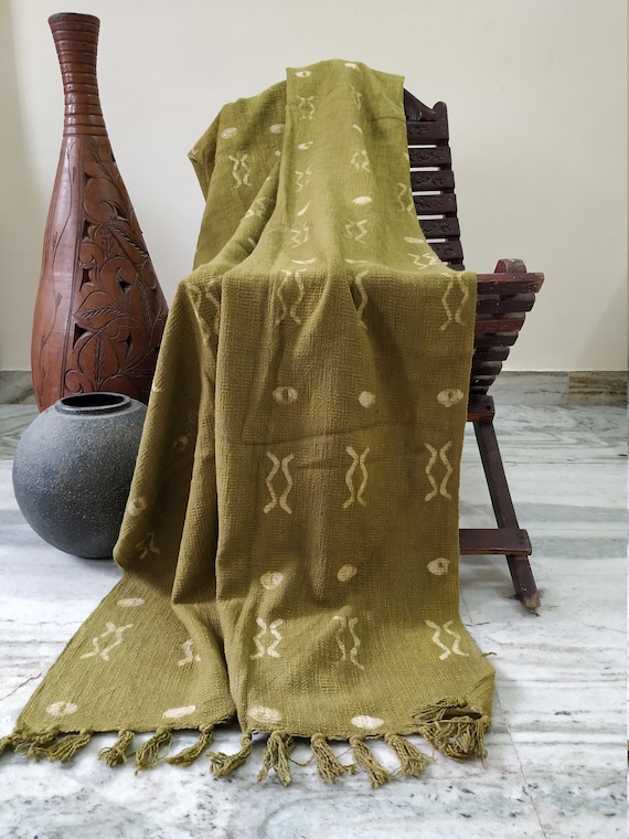 Linen with Tassels Boho Mudcloth Throw Home Hand Loom Blanket | Etsy