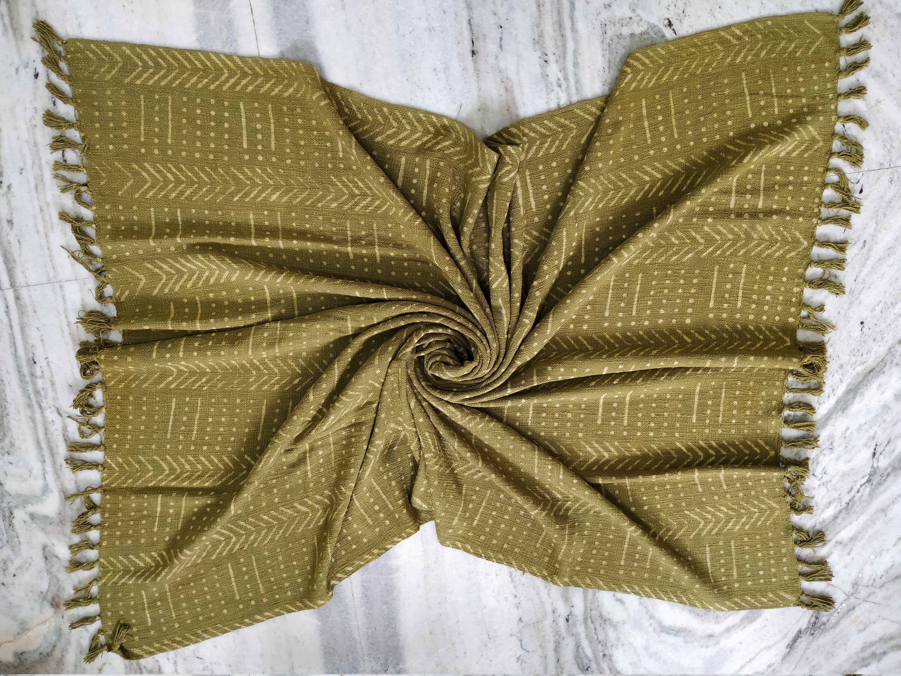 Olive Green Throw Blanket for Sofas Beach Throws Boho Cotton Fringed ...