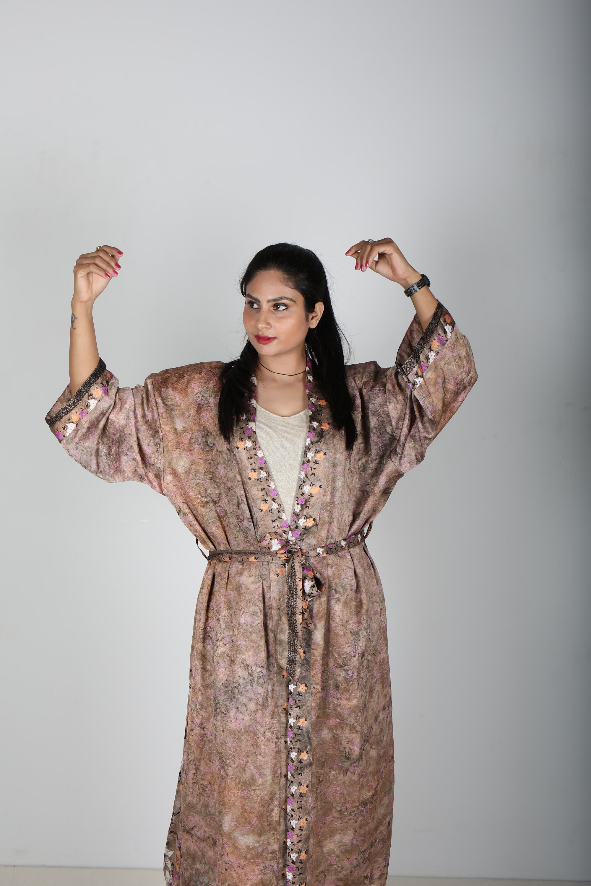 Beach Robe/ Kimono Robe/ Swim Wear Robe/ Night Wear/ Vintage Sari Robe ...