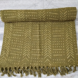 Olive Green Throw Blanket for Sofas Beach Throws Boho Cotton Fringed ...