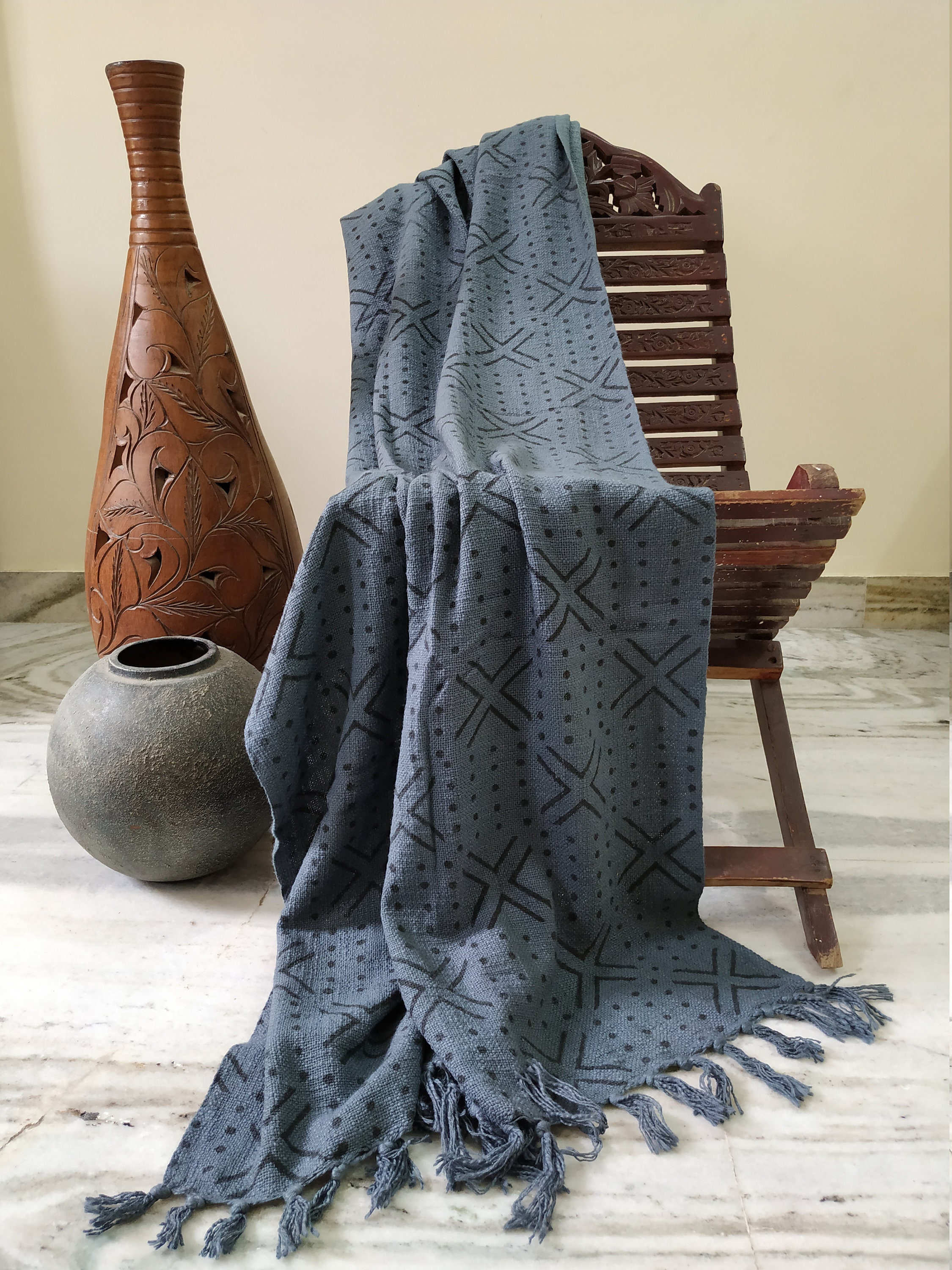 Gray Sofas Couch Coverlet Bed Runner Beach Blanket Tassles - Etsy