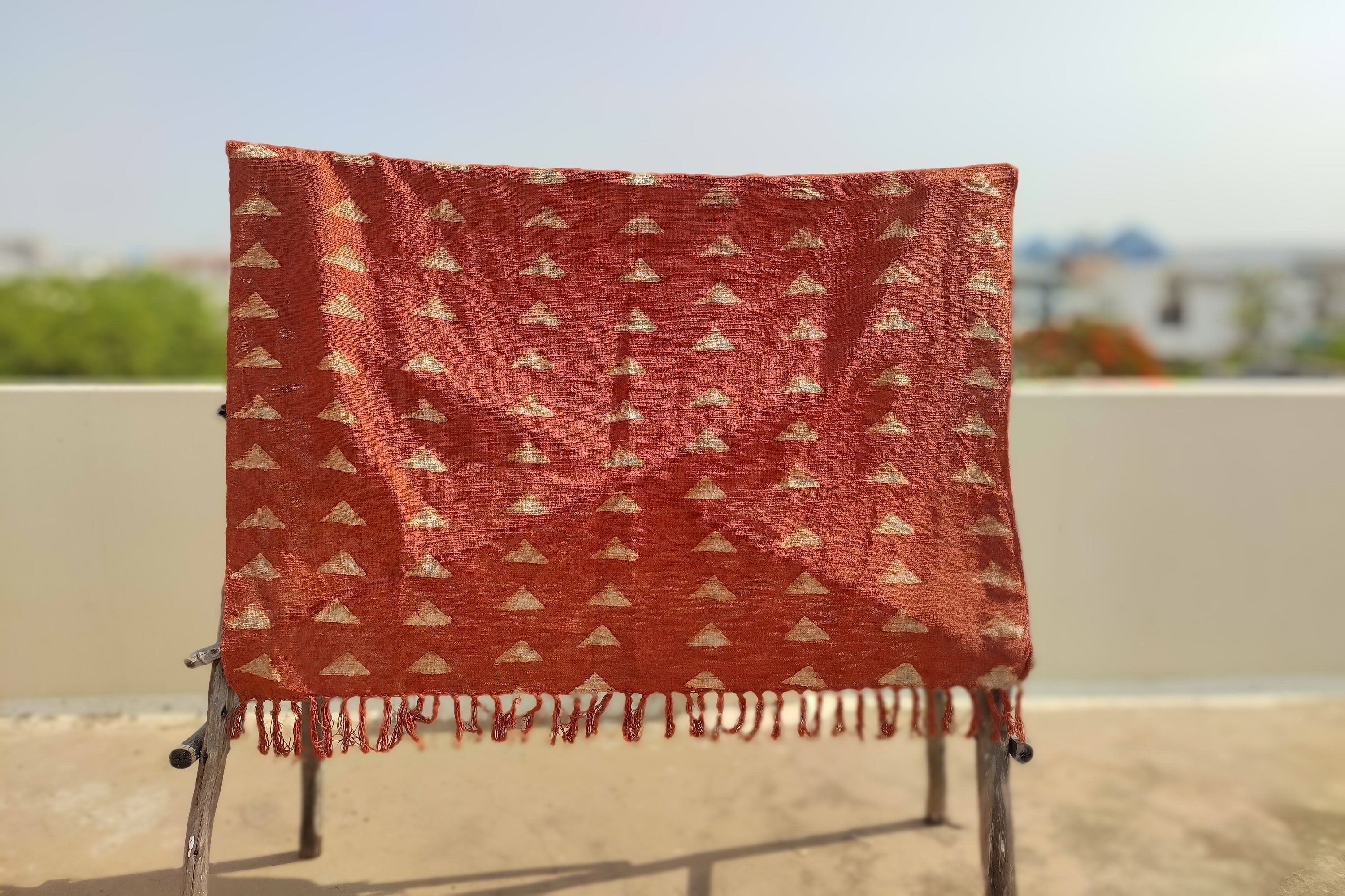 Rust Mudcloth, Cotton Woven Throw Blanket With Tassels, Bohemian Throw ...