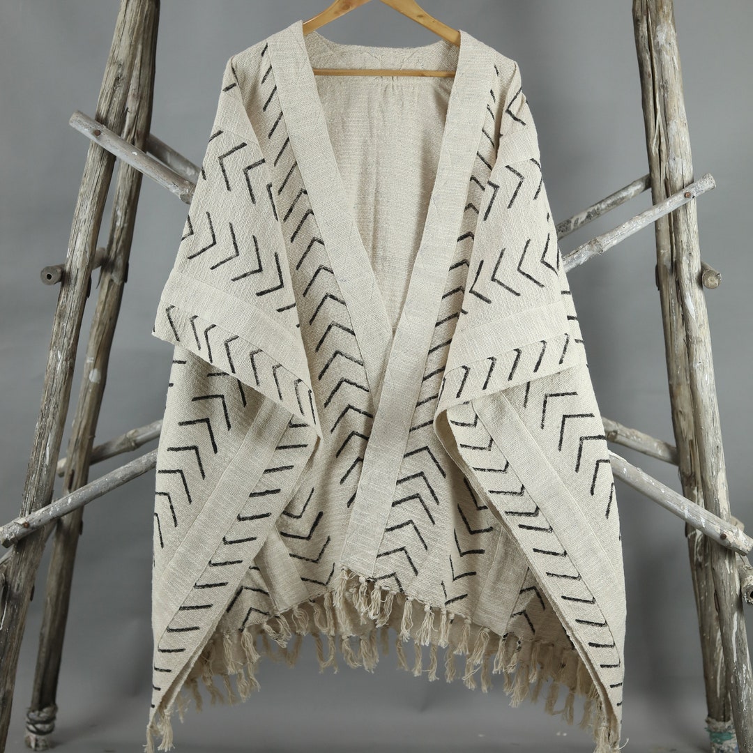 Mudcloth Fabric Clothing, Throw Blanket Jacket, African Textile Wrap ...