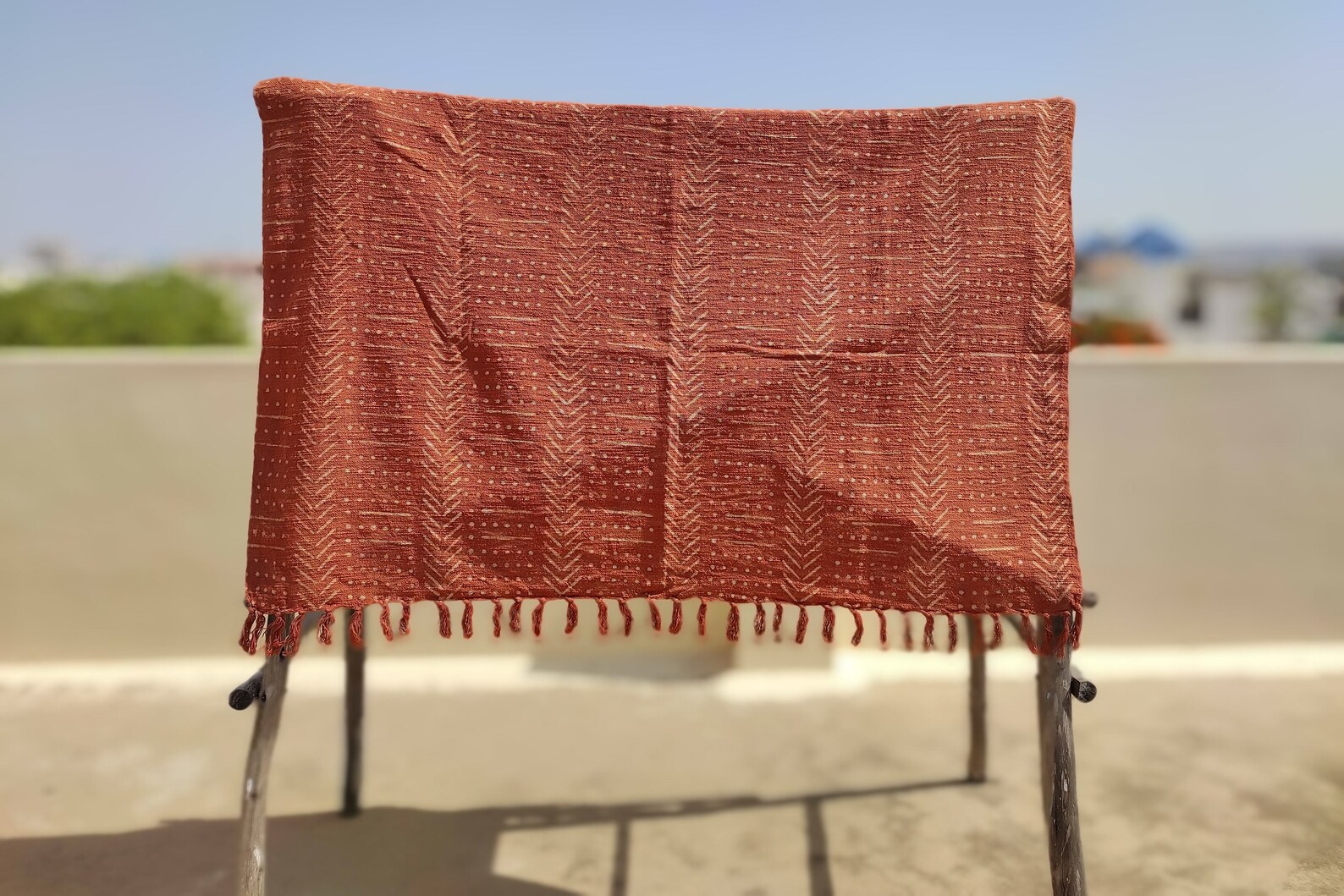 Rust Mudcloth Cotton Woven Throw Blanket With Tassels - Etsy