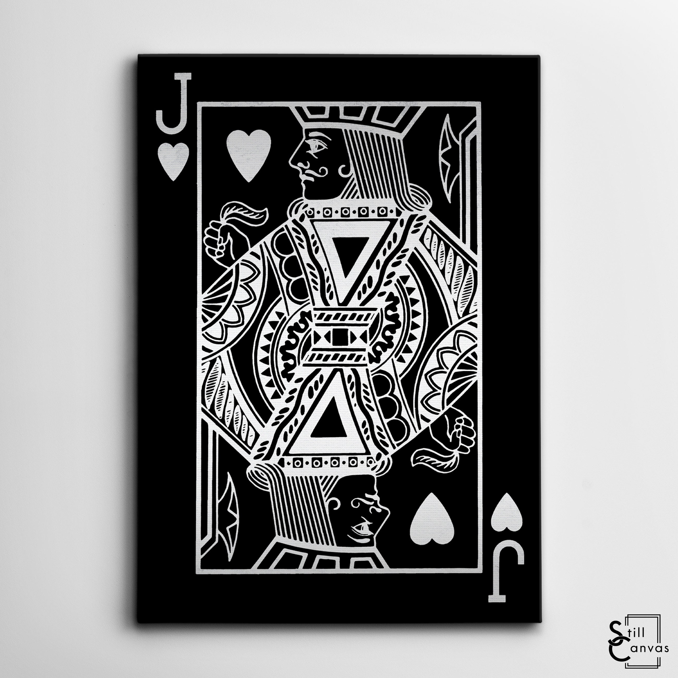 CREATIVE CANVAS ART Jack Playing Cards Black & Silver - Etsy