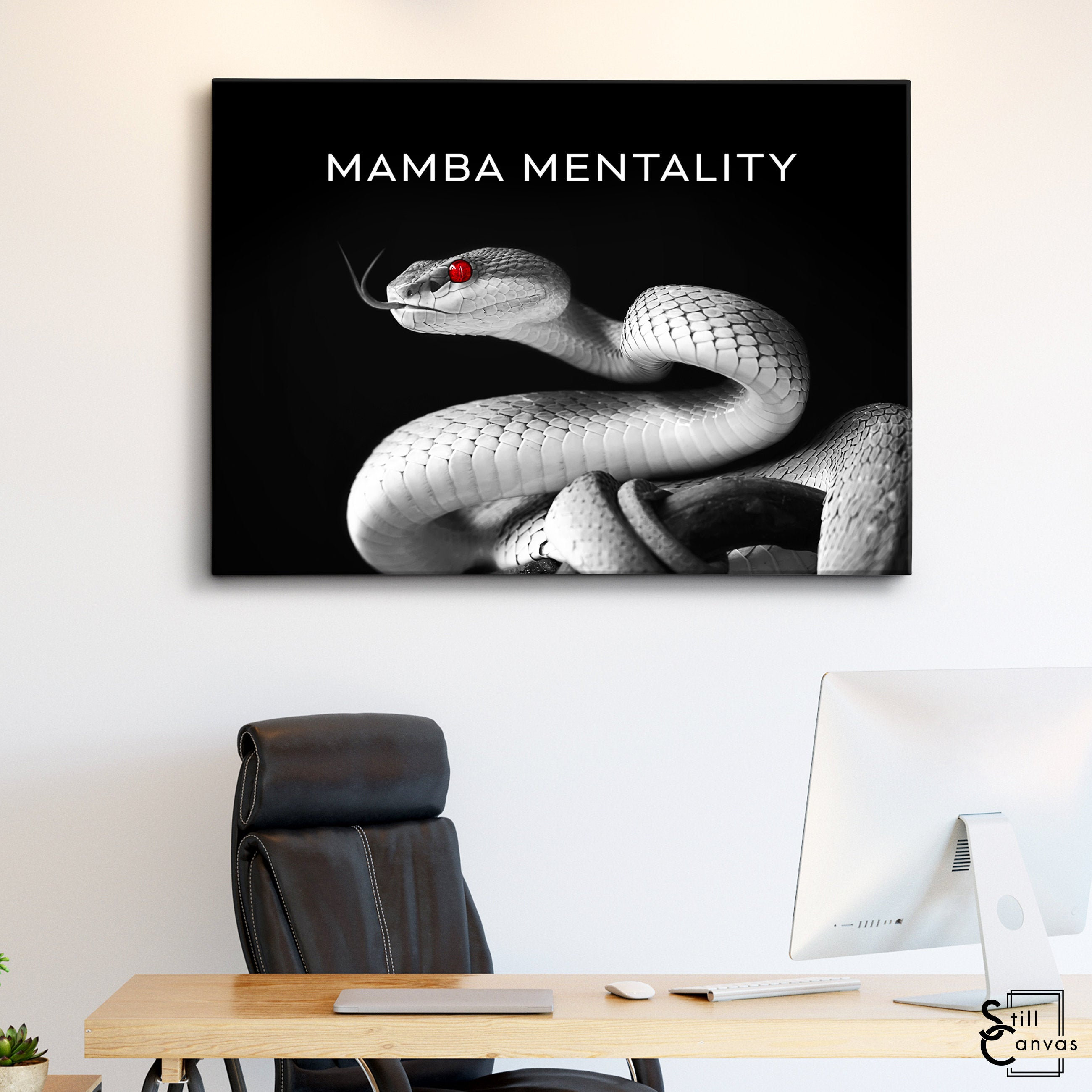 MOTIVATIONAL CANVAS ART Mamba Mentality Snake Red Eyes Quote | Etsy