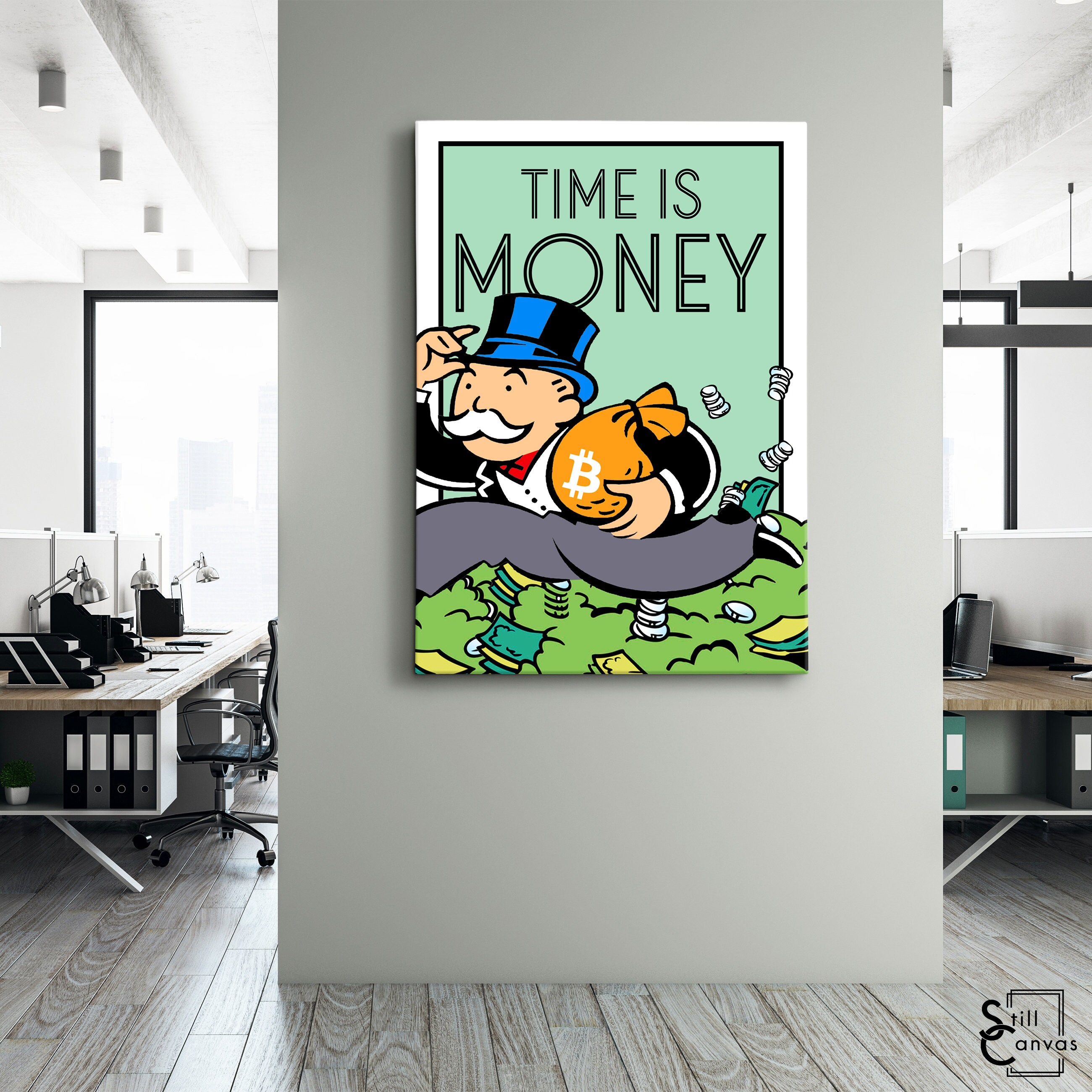 MOTIVATIONAL CANVAS ART time is Money Monopoly - Etsy UK