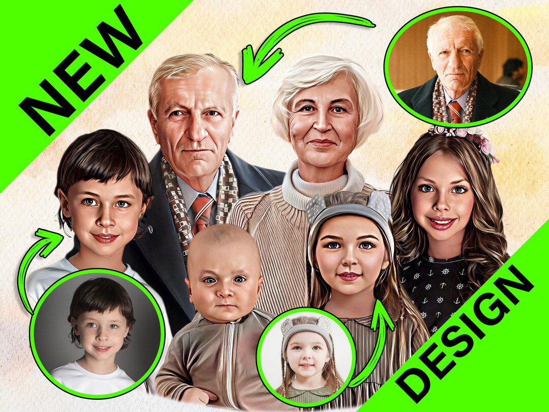 Merge Multiple Photos Pencil Portrait Combine Photos - Etsy