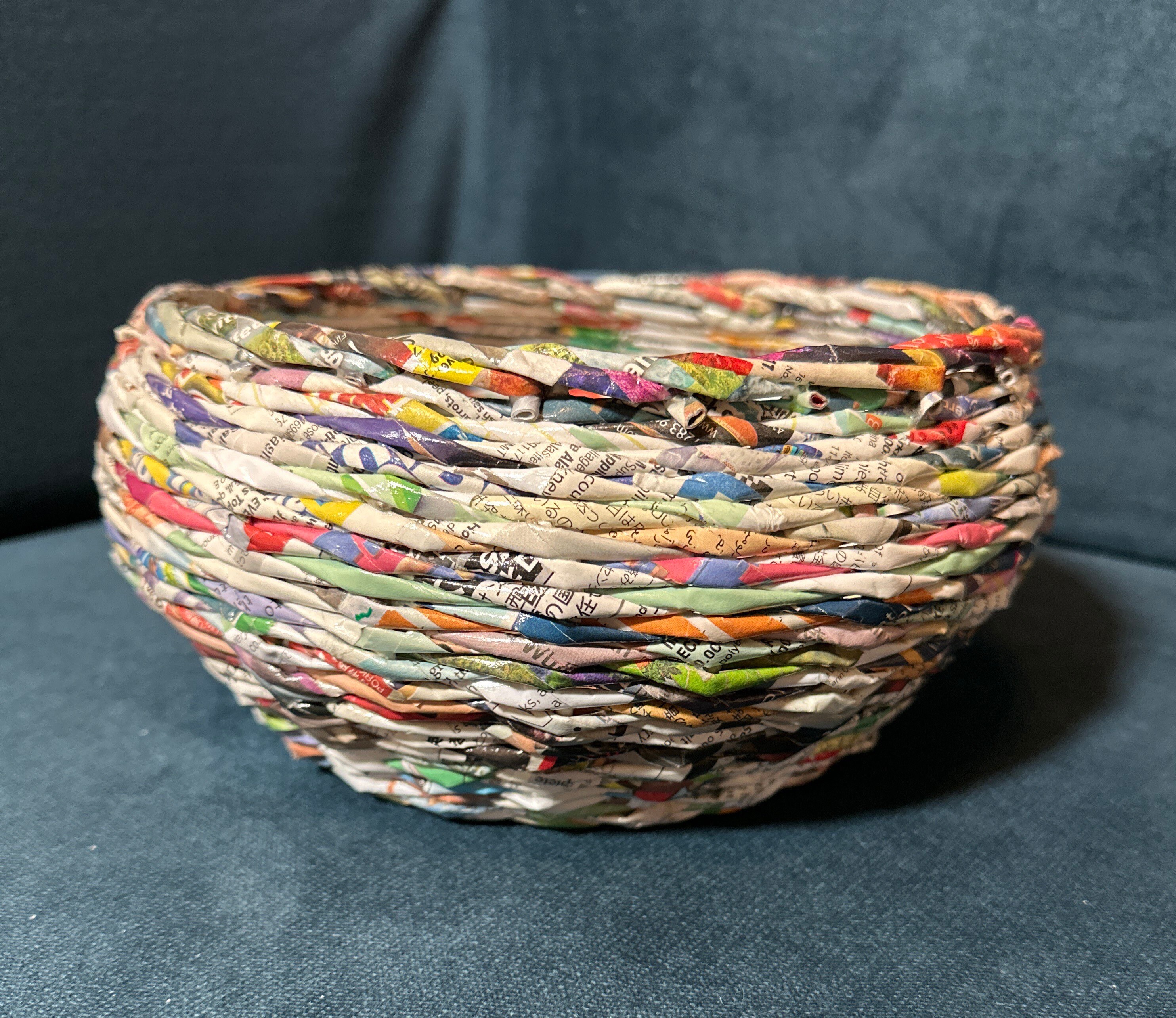 Recycled Newspaper Magazine Woven Weaving Rounded 10 Paper Basket - Etsy