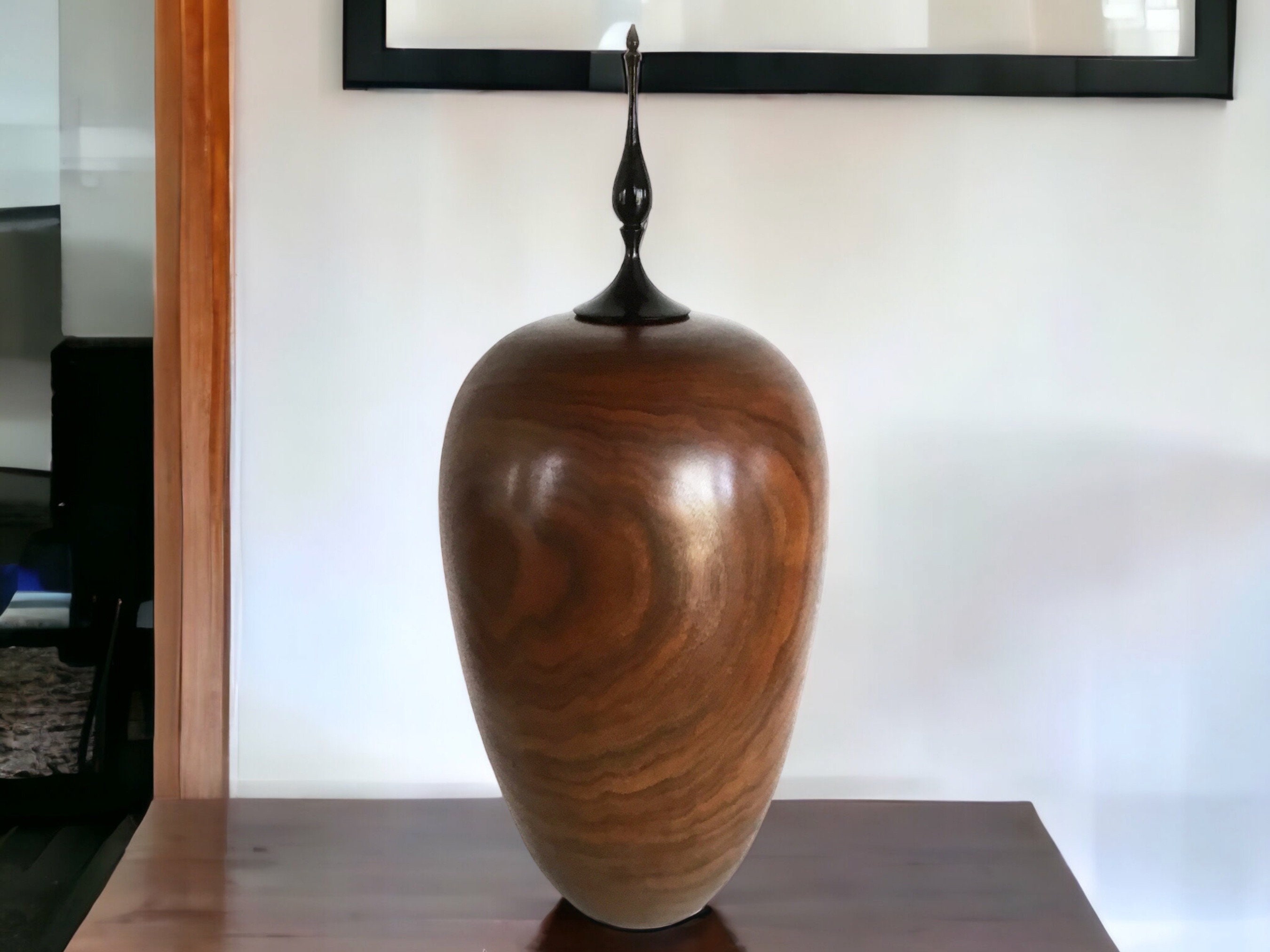 Black Walnut Wood Vase W/finial FREE US Shipping Decorative Vase Home ...