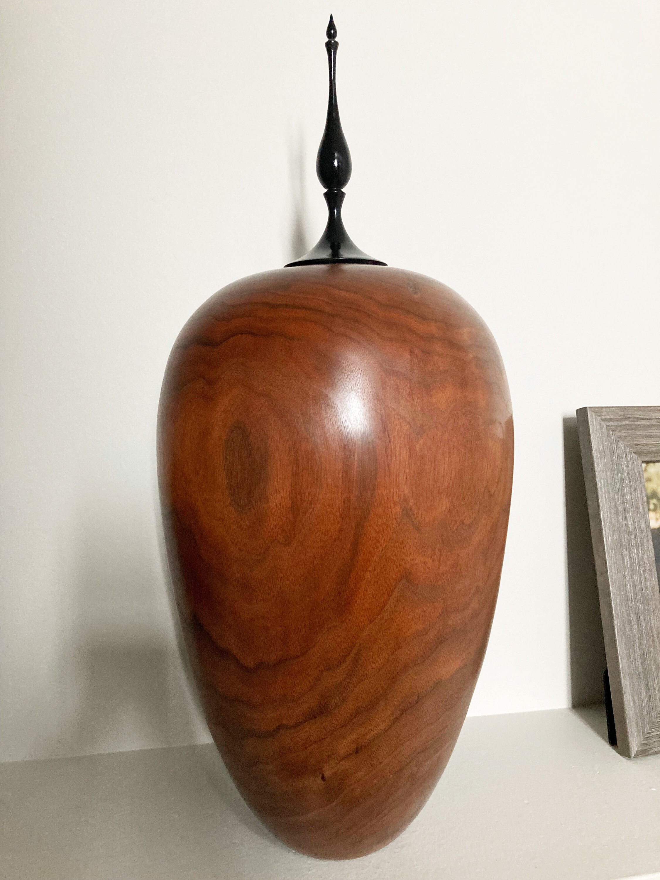 Black Walnut Wood Vase W/finial FREE US Shipping Decorative Vase Home ...