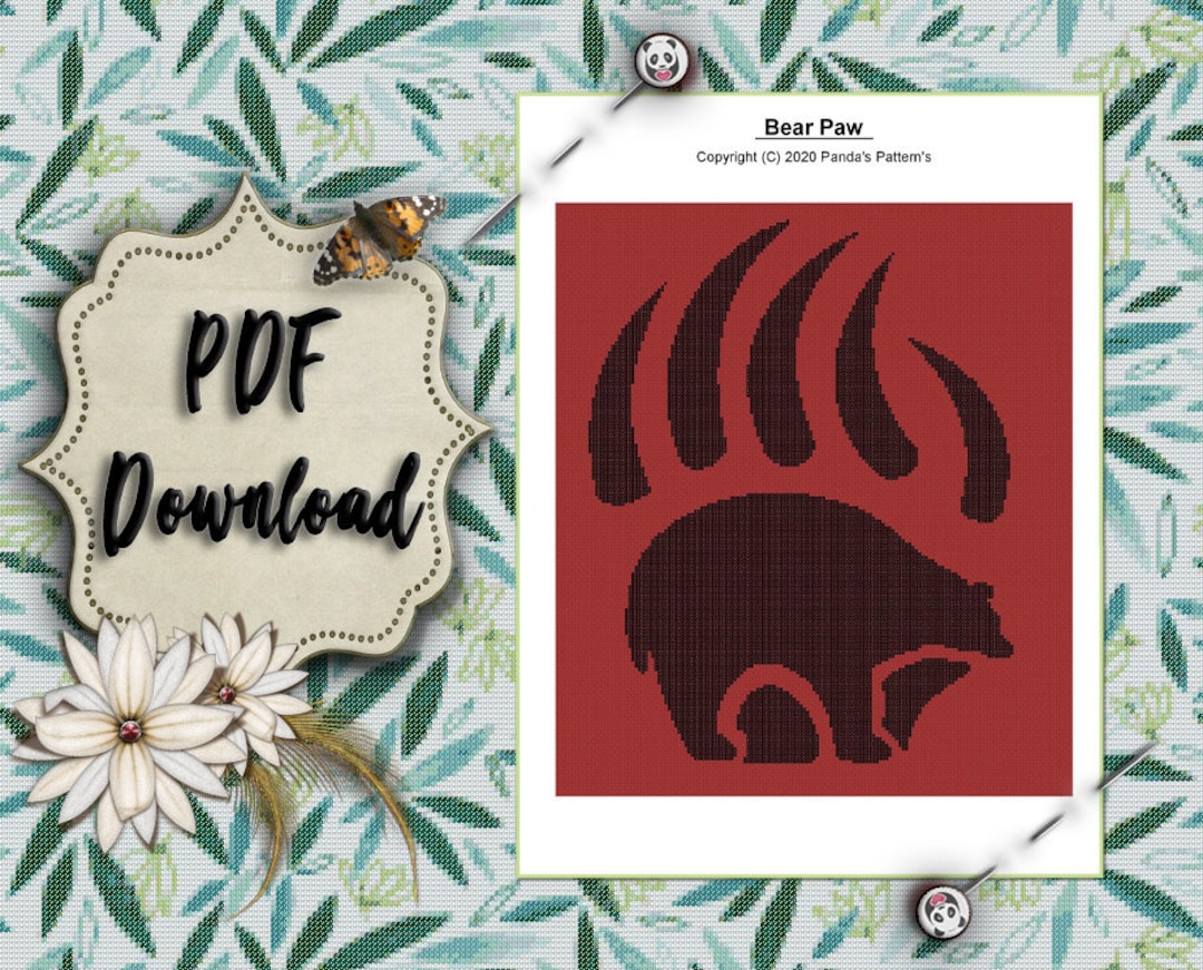 Bear Paw Cross Stitch Pattern (PDF Download) - Etsy
