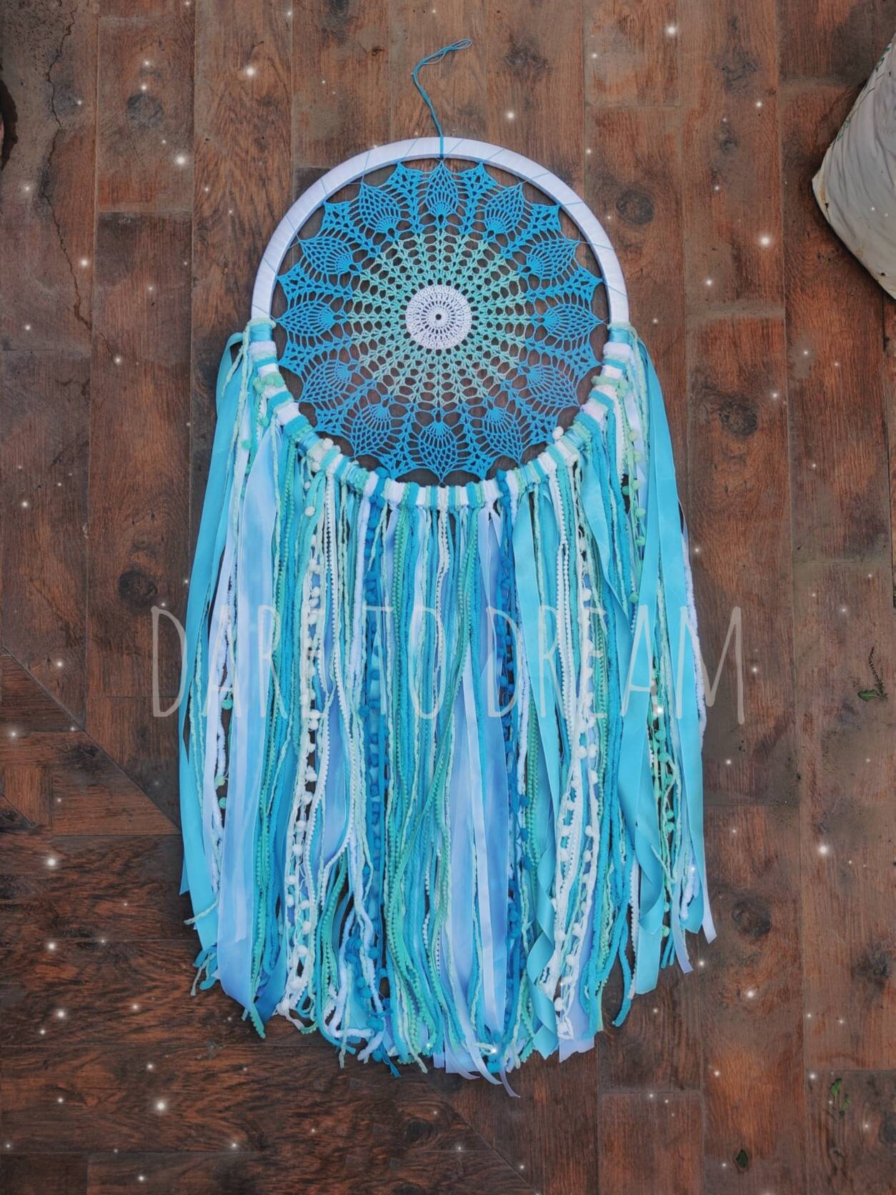 18" Shades of Blue Crochet Dreamcatcher - Etsy