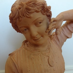 Large Bust of a Girl Terracotta Urbach Brothers Turn - Etsy