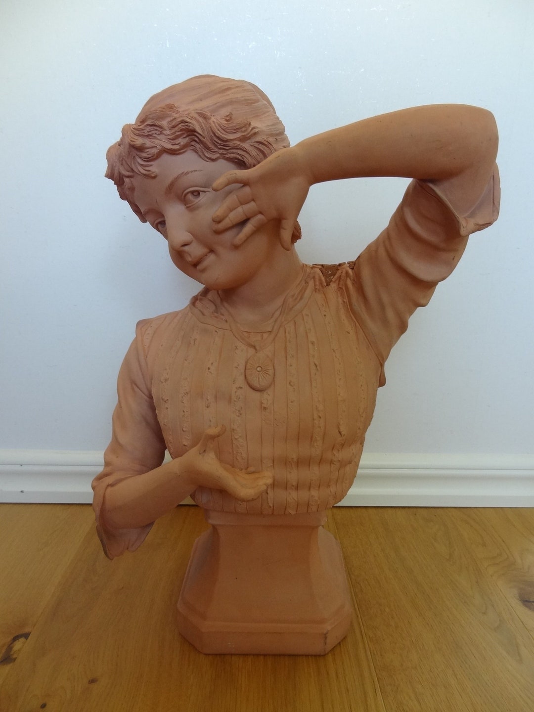 Large Bust of a Girl Terracotta Urbach Brothers Turn - Etsy