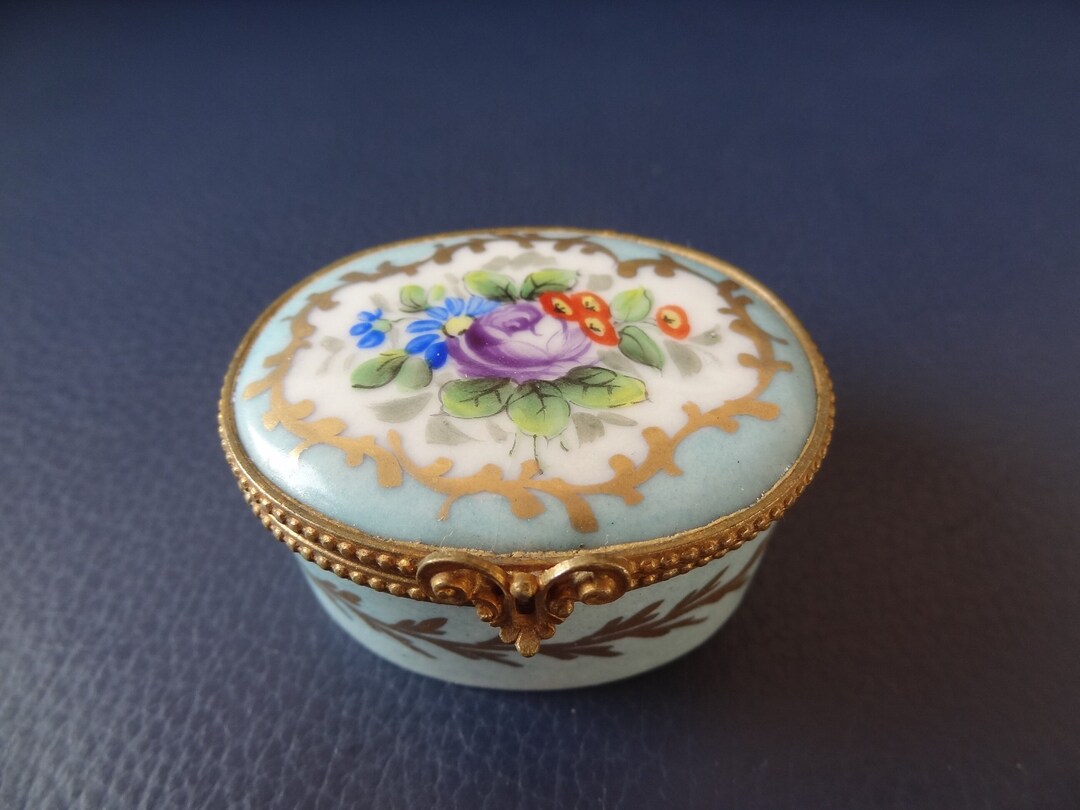 Small Porcelain Box, Brass Mounts, Sevres Style - Etsy