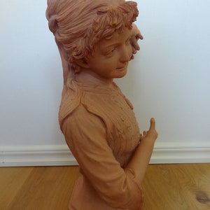 Large Bust of a Girl Terracotta Urbach Brothers Turn - Etsy