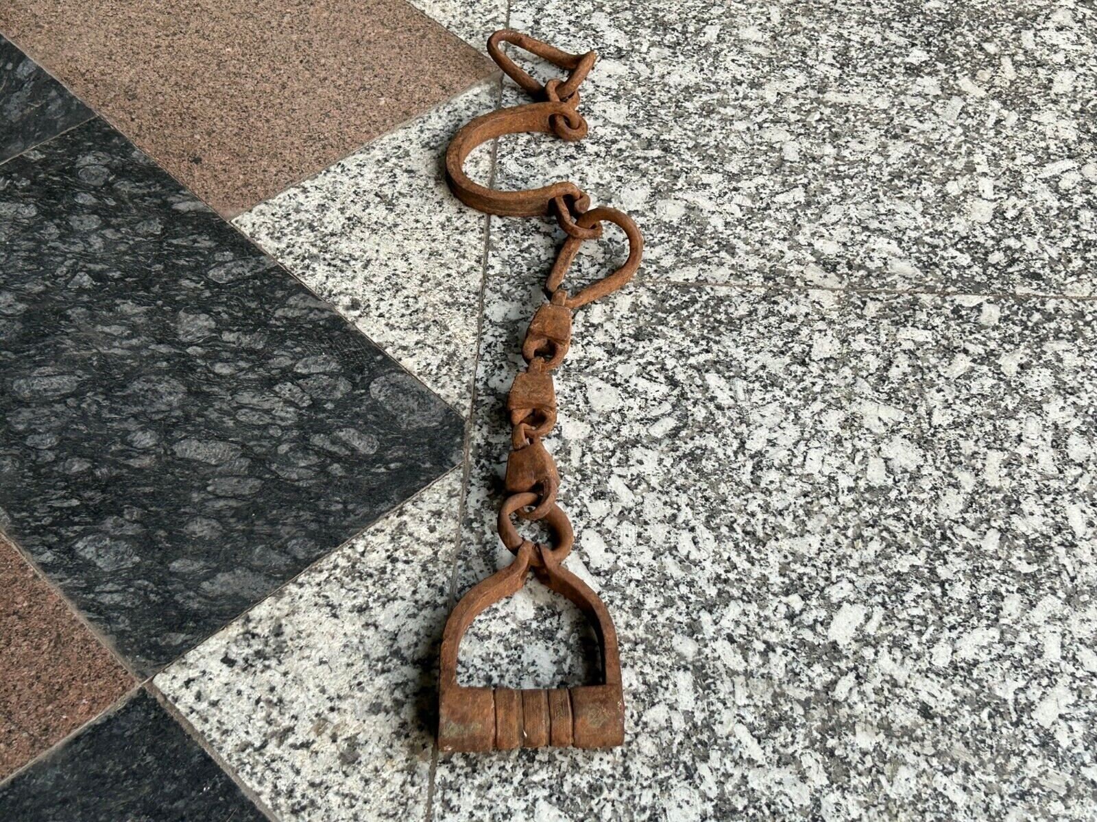 An Antique Hand-forged Shackles Horse Leg Iron Chain Shackles With ...