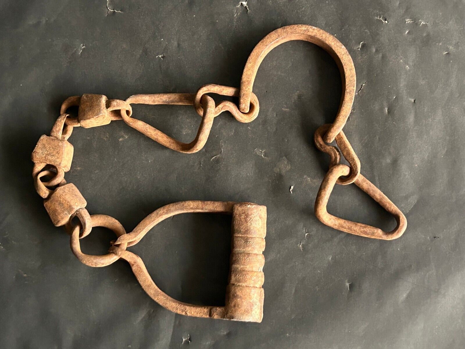 An Antique Hand-forged Shackles Horse Leg Iron Chain Shackles With ...