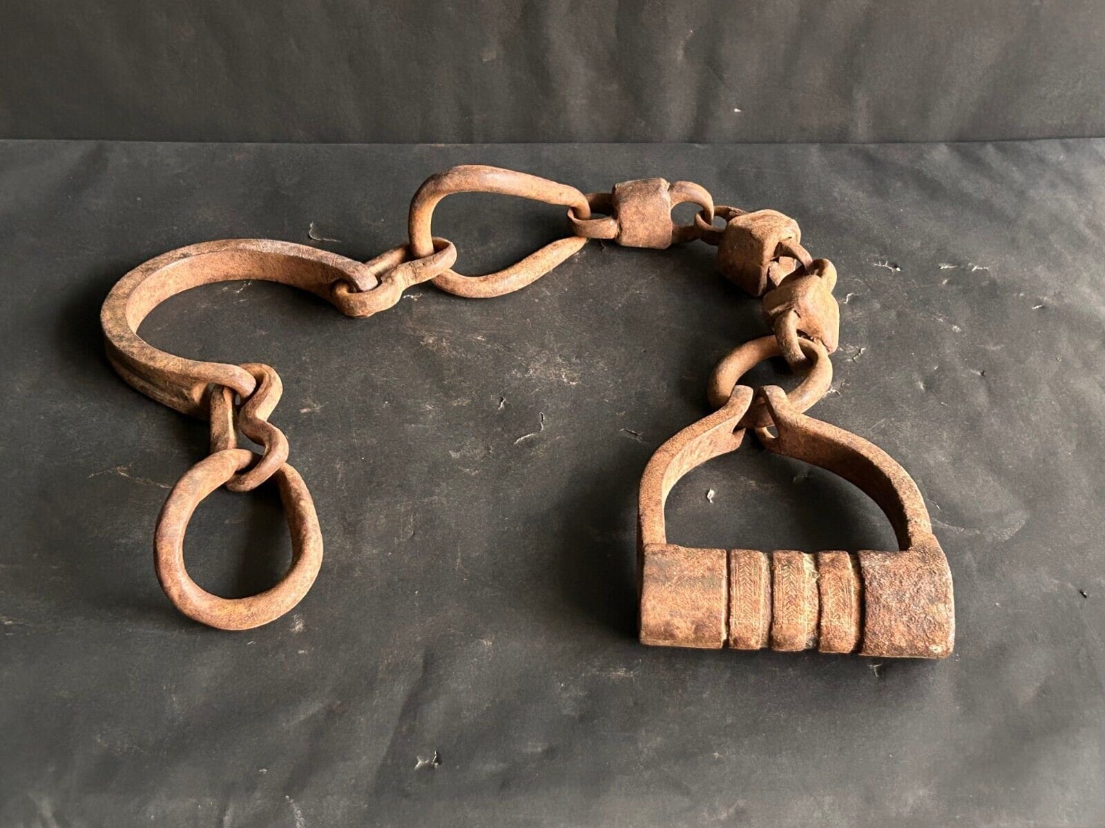 An Antique Hand-forged Shackles Horse Leg Iron Chain Shackles With ...