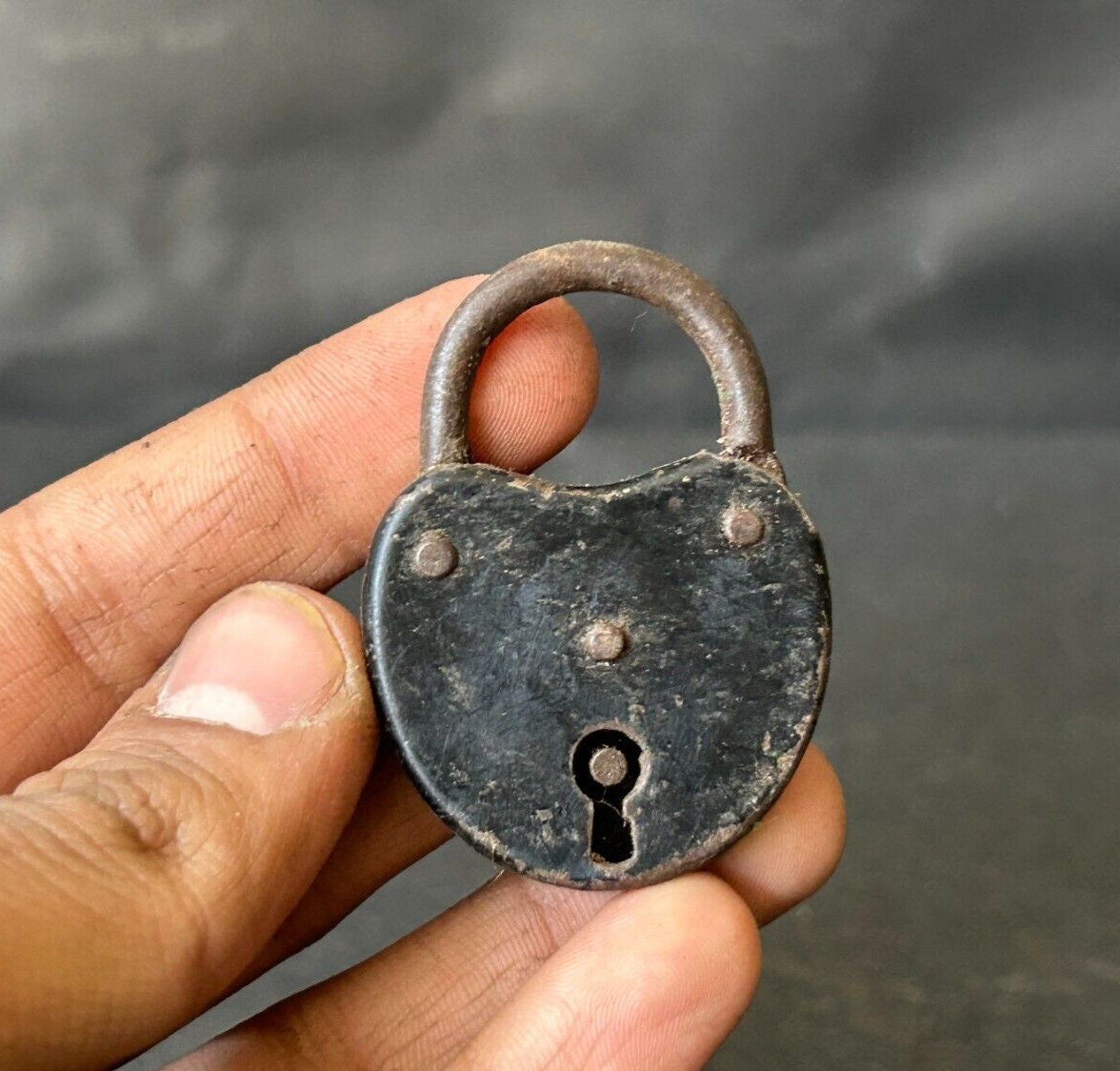 Old Vintage Rare Rustic Iron Rich Patina Small Unique Padlock With Key ...