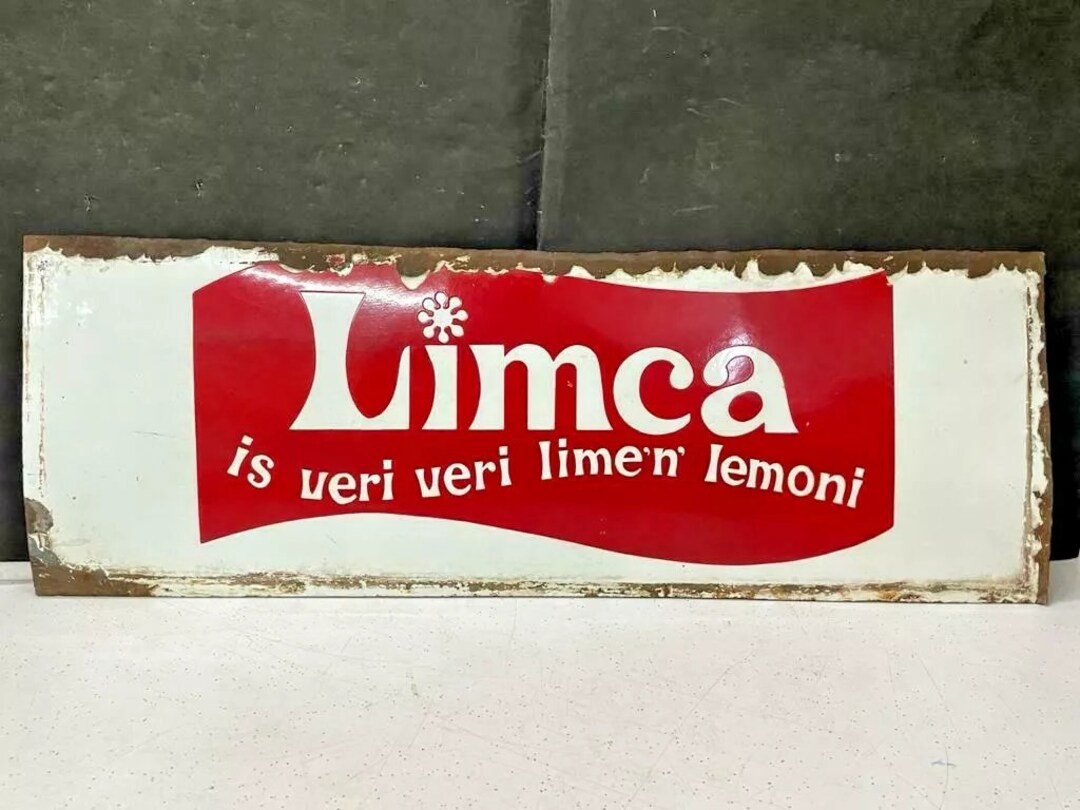 Vintage Limca Sign Board Porcelain Enamel Soft Drink Advertising Shop ...