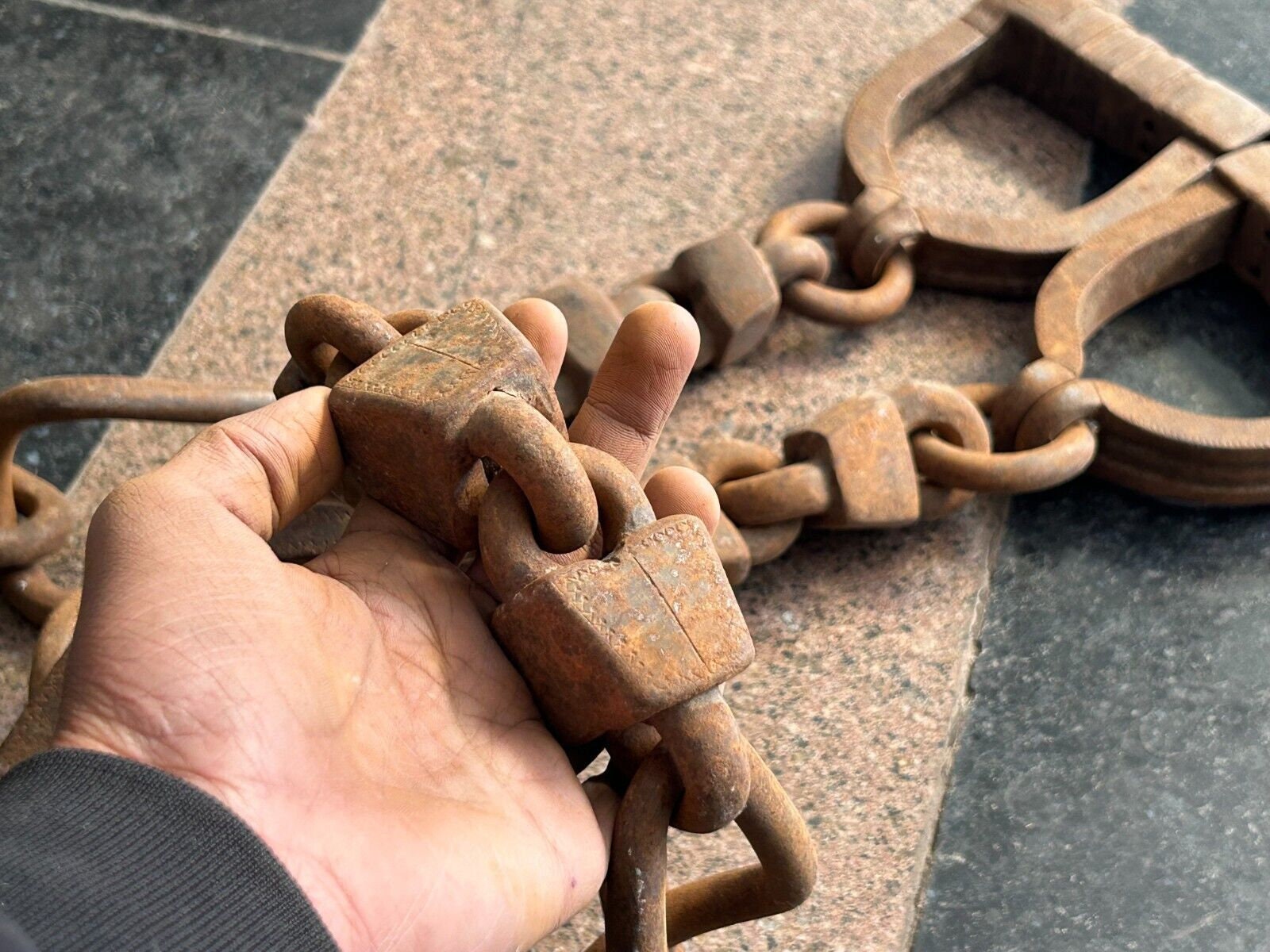 Old Antique Animal Shackles Vintage Hand Forged Heavy Horse Leg Iron ...