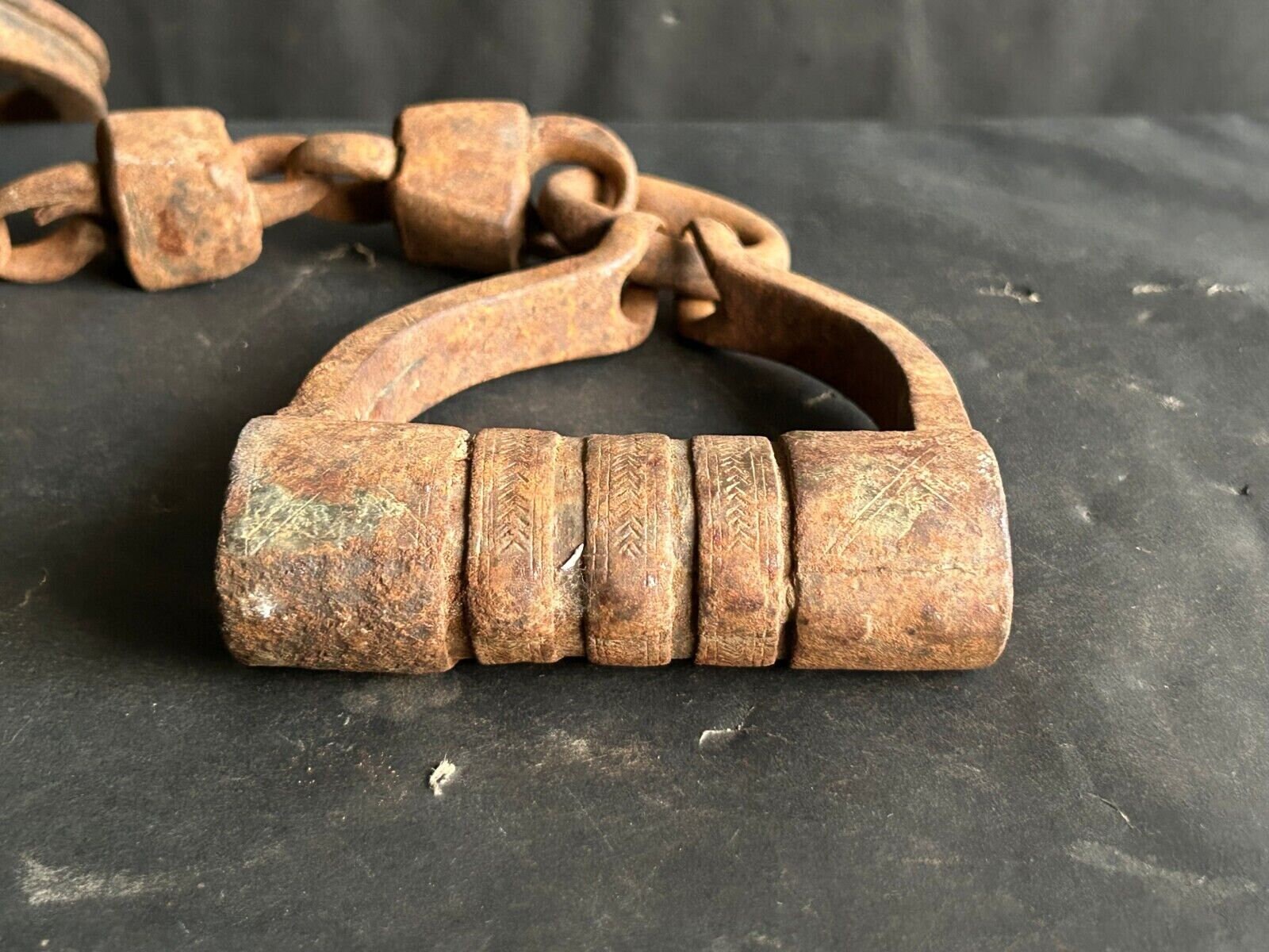 An Antique Hand-forged Shackles Horse Leg Iron Chain Shackles With ...