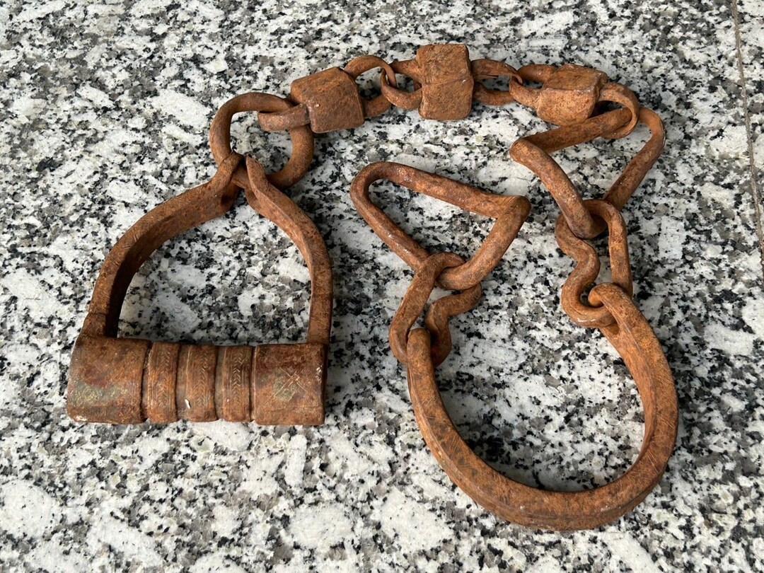 An Antique Hand-forged Shackles Horse Leg Iron Chain Shackles With ...