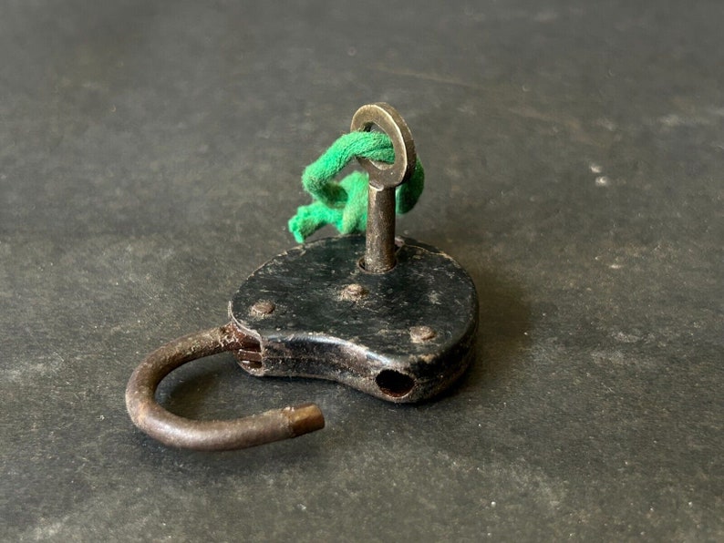Old Vintage Rare Rustic Iron Rich Patina Small Unique Padlock With Key ...