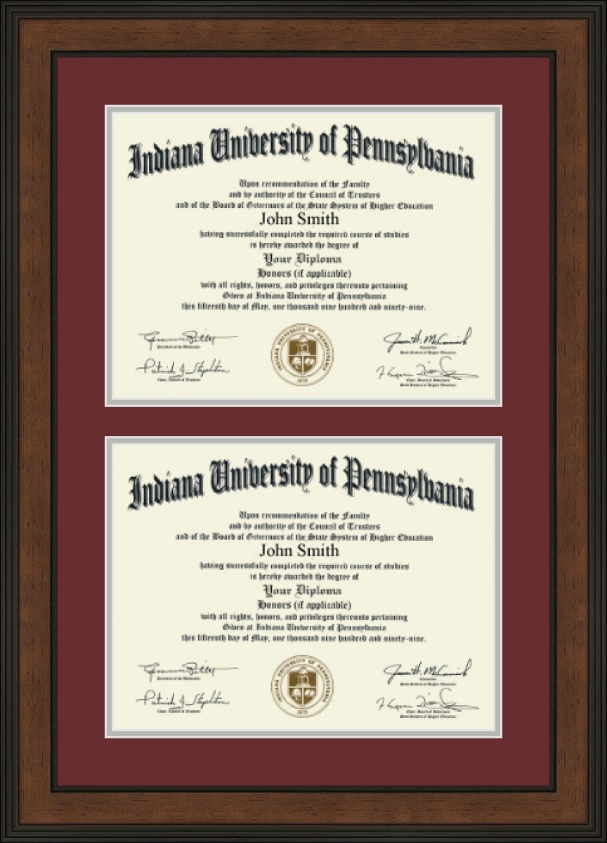 IUP Indiana University of PA Double Diploma Frame. Husband/wife Both ...