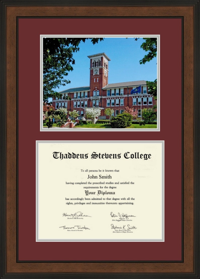 Thaddeus Stevens College Diploma Frame With Photograph of Mellor ...