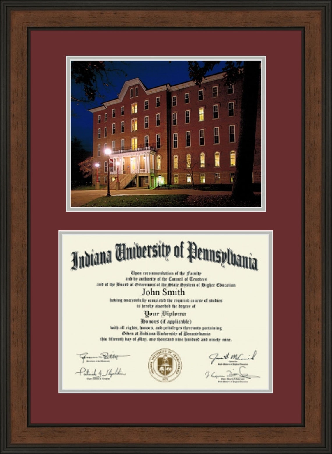 IUP Indiana University of PA Diploma Frame With Picture - Etsy