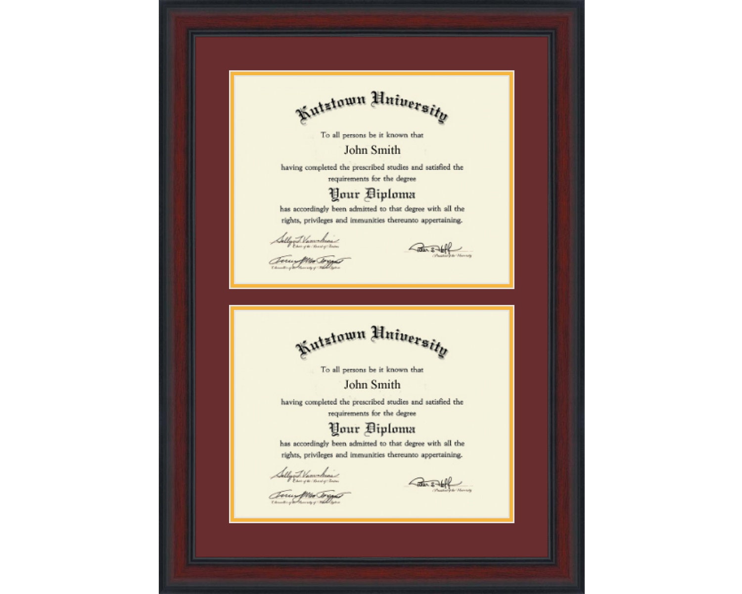 Kutztown University Double Diploma Frame, 2 Diplomas, Husband/wife Both ...