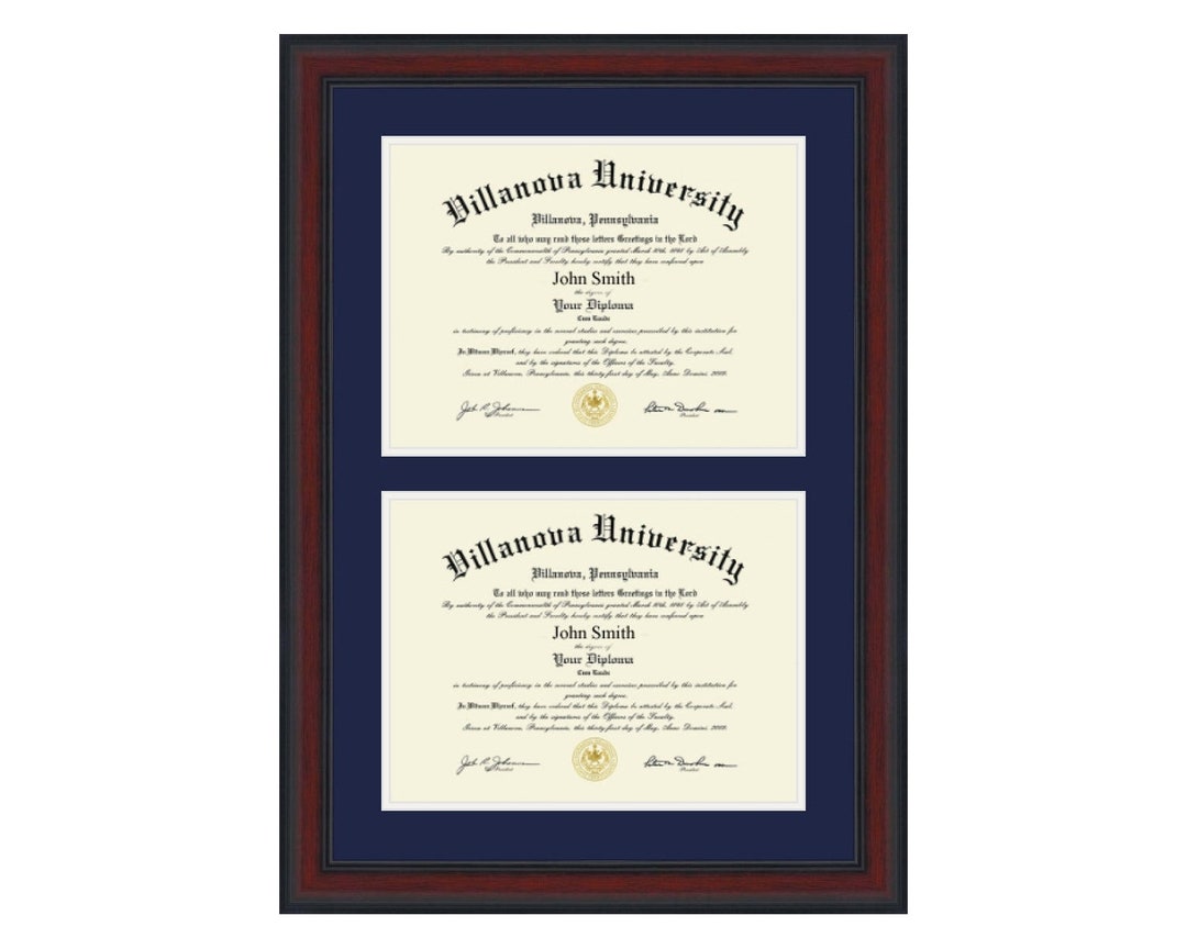 Villanova University Double Diploma Frame, 2 Diplomas, Husband/wife ...