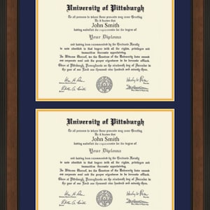 PITT University of Pittsburgh Diploma Frame for 2 Degrees, Fits ...