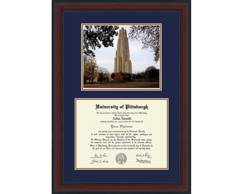 PITT University of Pittsburgh Diploma Frame With Cathedral of Learning ...