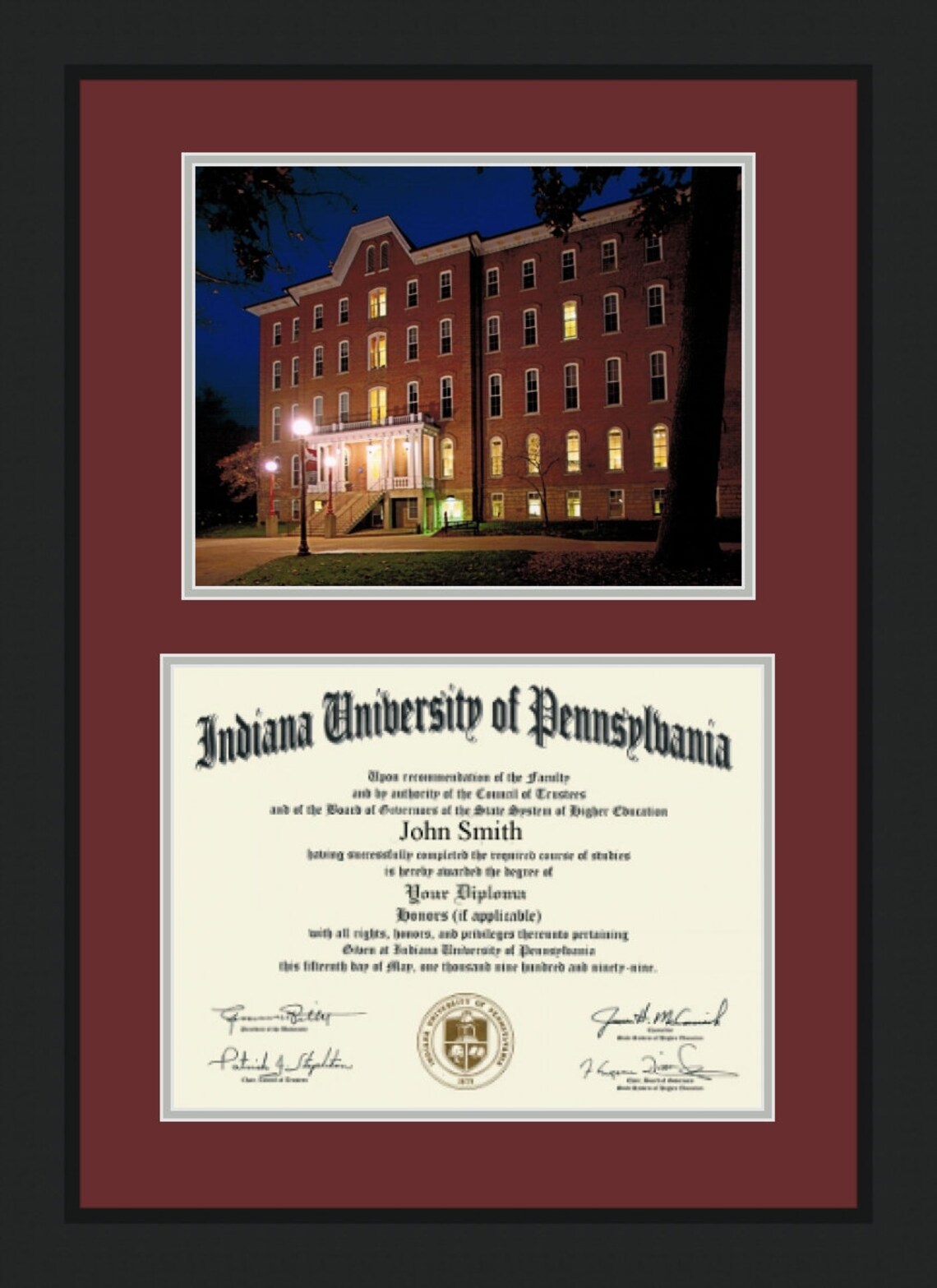 IUP Indiana University of PA Diploma Frame With Picture - Etsy