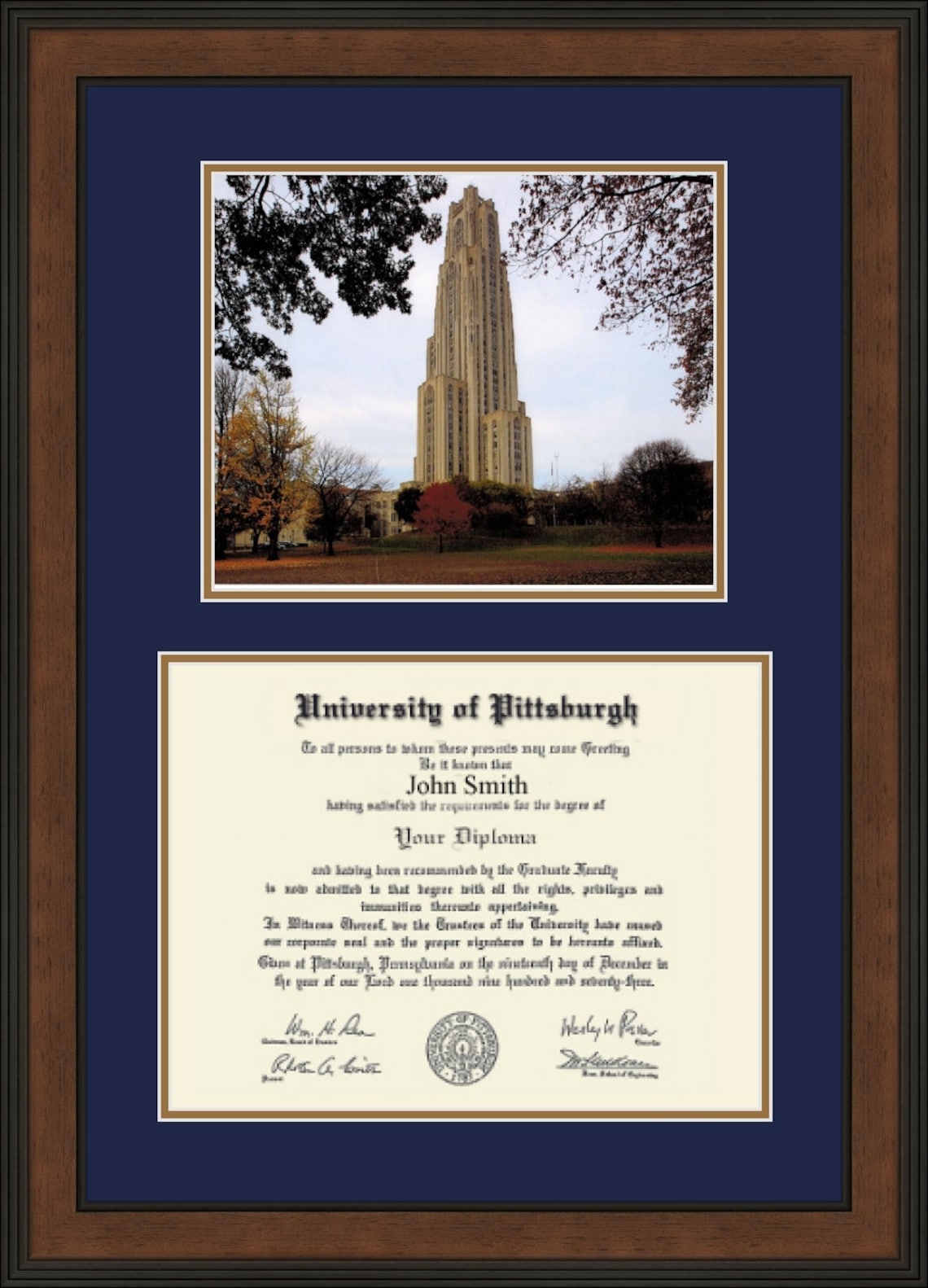 PITT University of Pittsburgh Diploma Frame With Cathedral of Learning ...