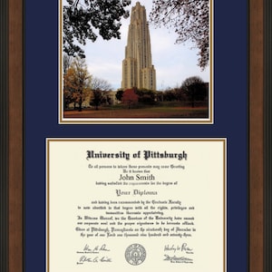 PITT University of Pittsburgh Diploma Frame With Cathedral of Learning ...