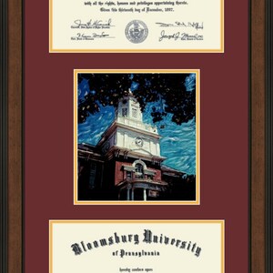 Bloom, Bloomsburg University Double Diploma Frame With Photograph of ...