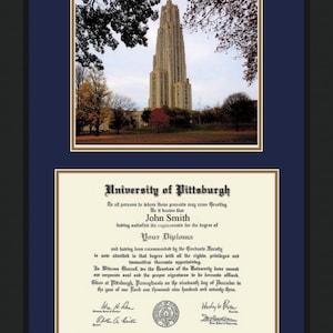 PITT University of Pittsburgh Diploma Frame With Cathedral of Learning ...
